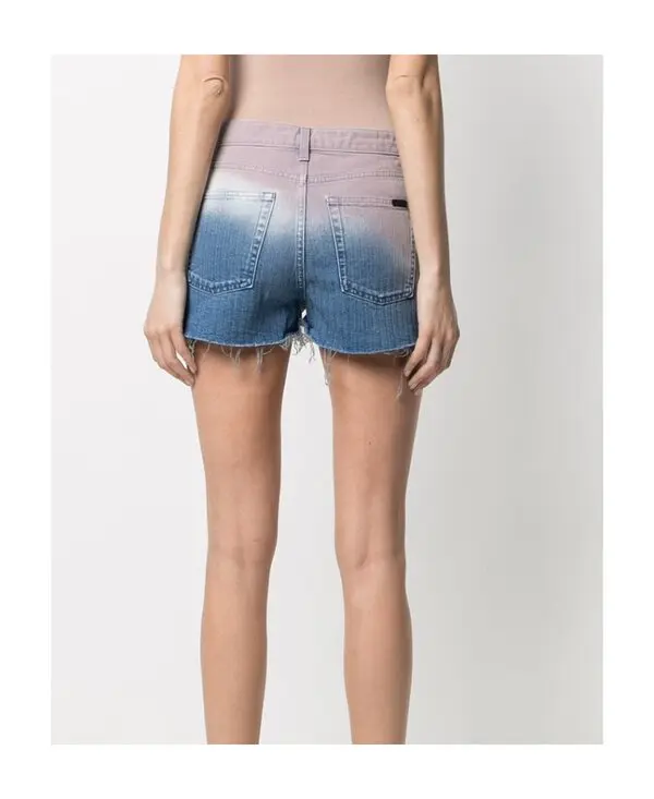 Saint Laurent Tie-dye Denim Shorts