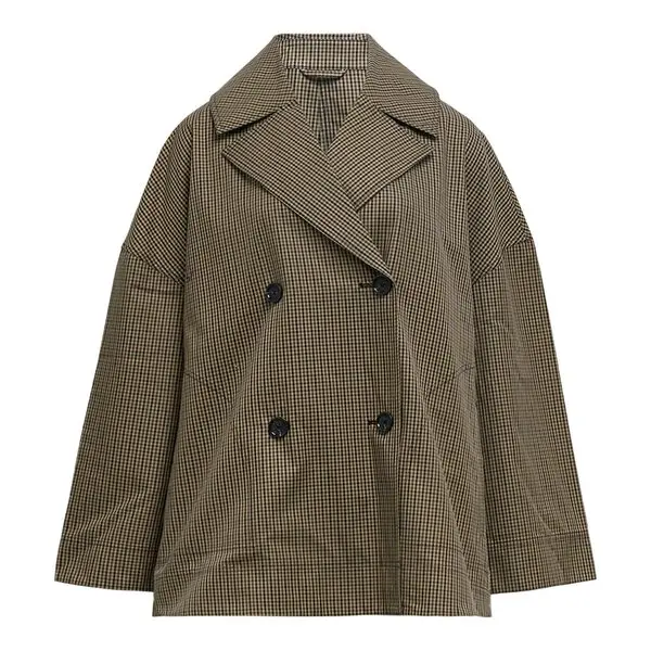 TOTEME Double Breasted Oversized Check Coat - Brown