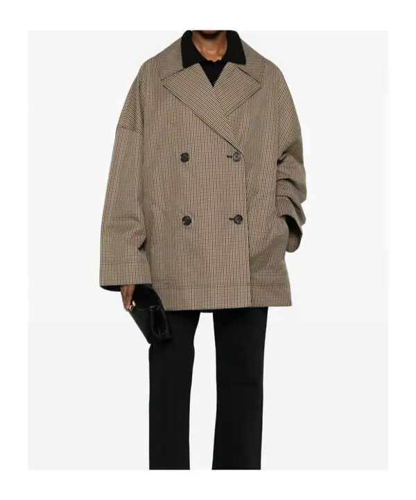 TOTEME Double Breasted Oversized Check Coat - No