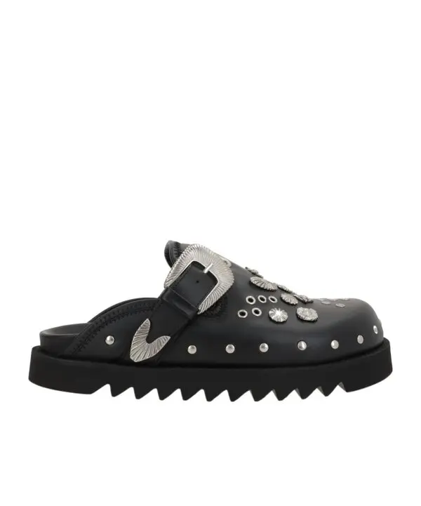TOGA VIRILIS Metal Embellished Mules - Black