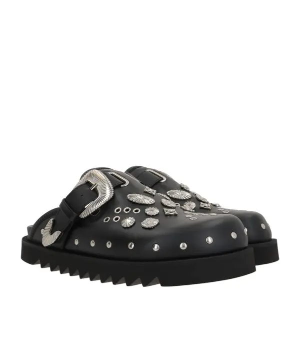 TOGA VIRILIS Metal Embellished Mules - Black