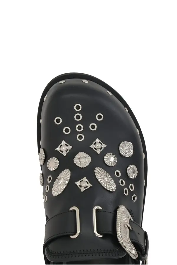 TOGA VIRILIS Metal Embellished Mules - Black