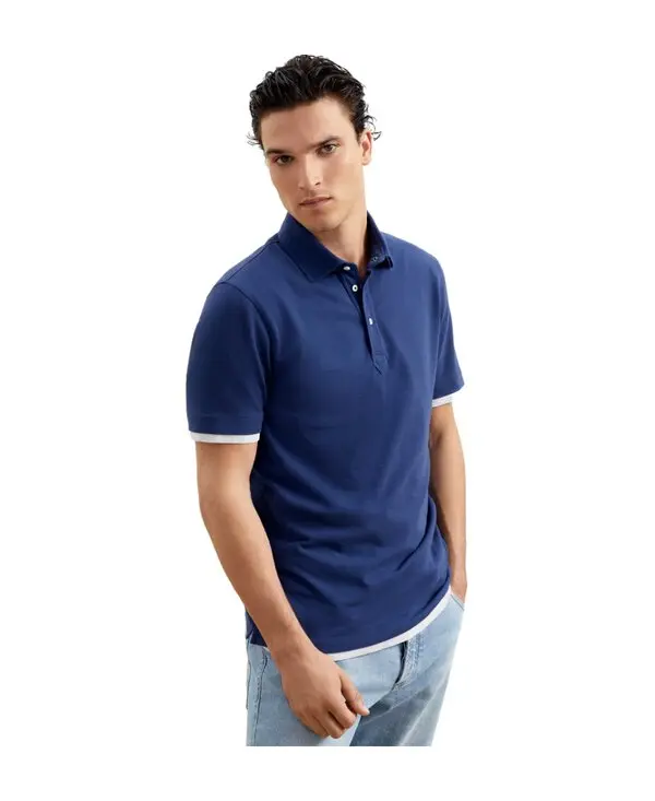 Brunello Cucinelli Layered Slim Fit Polo Shirt