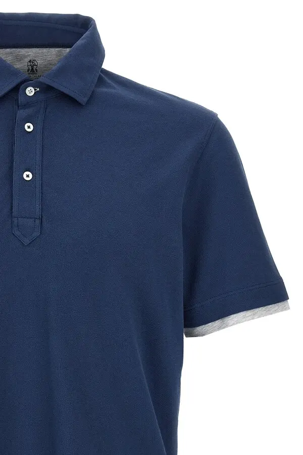 Brunello Cucinelli Layered Slim Fit Polo Shirt