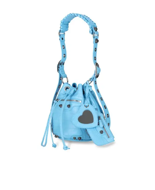 Balenciaga Le Cagole Xs Embossed Bucket Bag - Blue