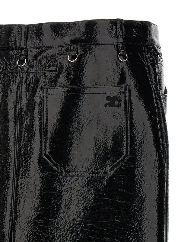 COURREGES Button-up Vinyl Skirt - Black