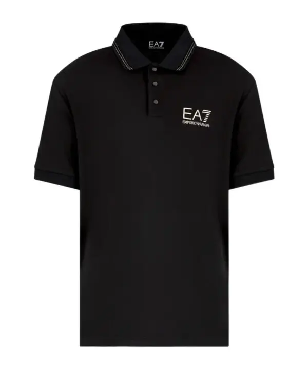 EA7 Logo-print Polo Shirt - Black