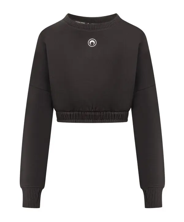 MARINE SERRE Moon Embroidered Cropped Knit Jumper
