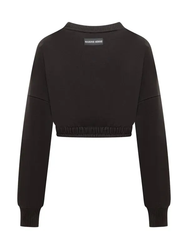 MARINE SERRE Moon Embroidered Cropped Knit Jumper