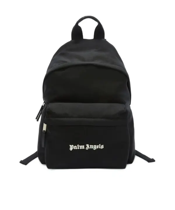 Palm Angels Logo Embroidered Zipped Backpack - Black