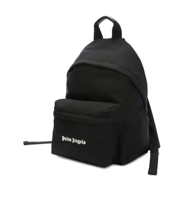 Palm Angels Logo Embroidered Zipped Backpack - Black