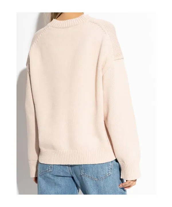 Theory Crew Neck Ribbed Knit Jumper - Pink