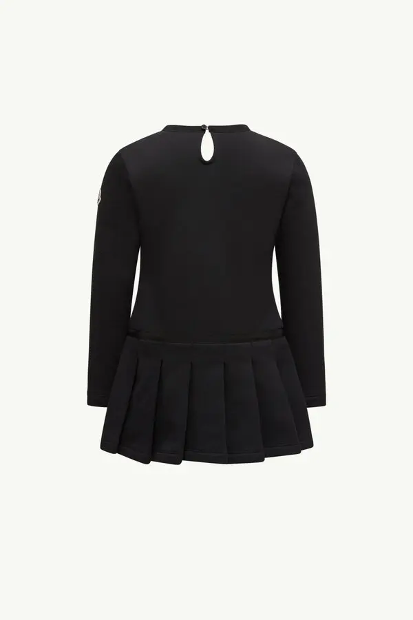 Moncler Teddy Logo Pleated Cotton Dress