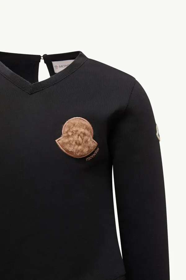 Moncler Teddy Logo Pleated Cotton Dress