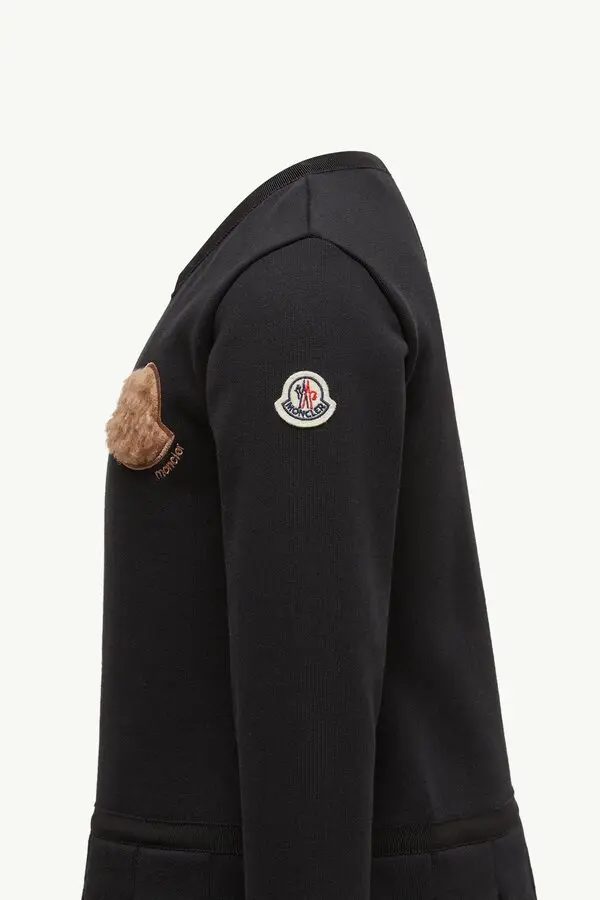 Moncler Teddy Logo Pleated Cotton Dress