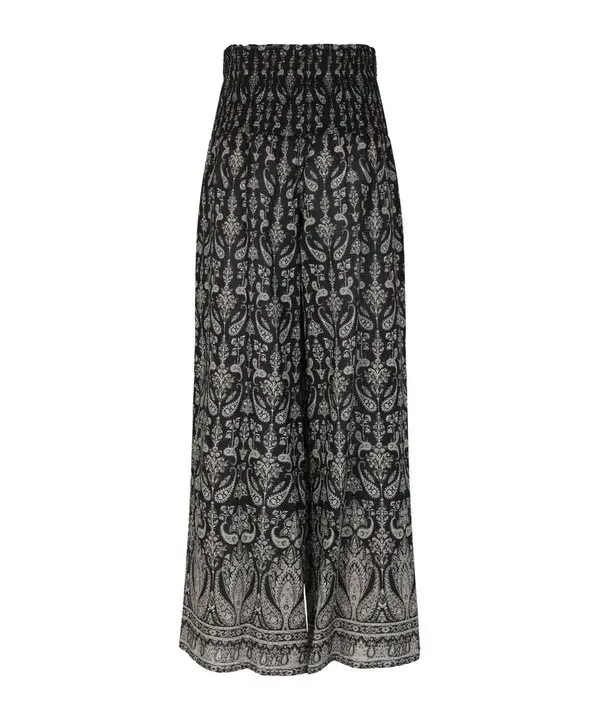 Veronica Beard Smocked Wide-leg Paisley Print Pants