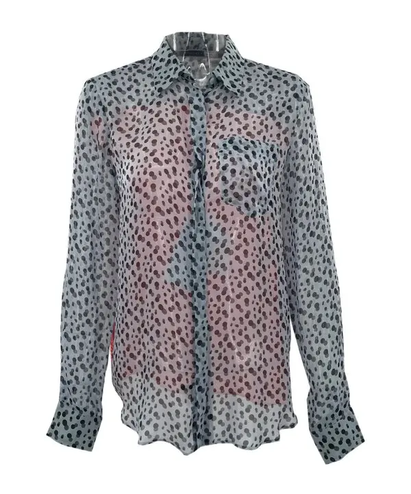 Sportmax Long-sleeved Shirt With Lapels And All-over Pattern - Gray