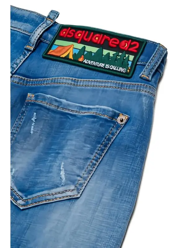 Dsquared2 Distressed Label Denim Shorts