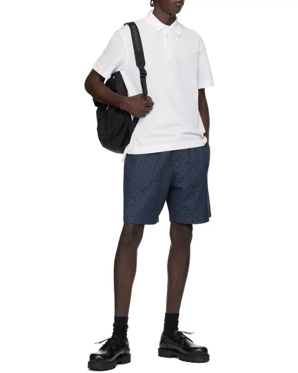 Givenchy Monogrammed Elastic Waist Shorts - Navy Blue