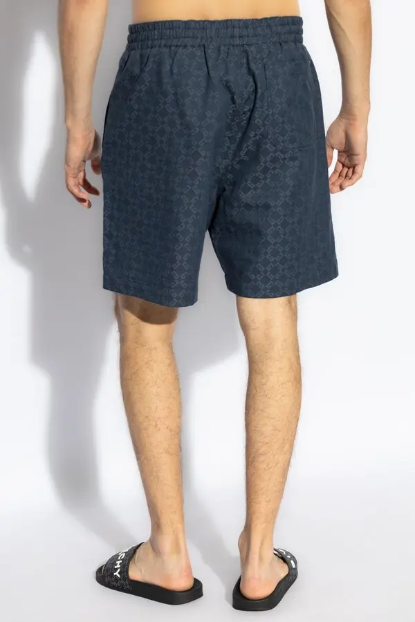 Givenchy Monogrammed Elastic Waist Shorts - Navy Blue