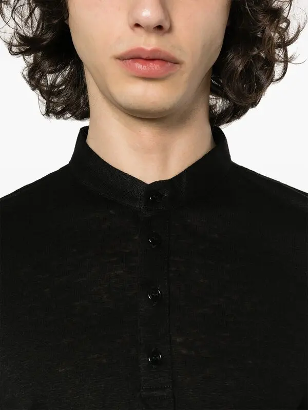 LARDINI Short Sleeved Mock-neck T-shirt - Black