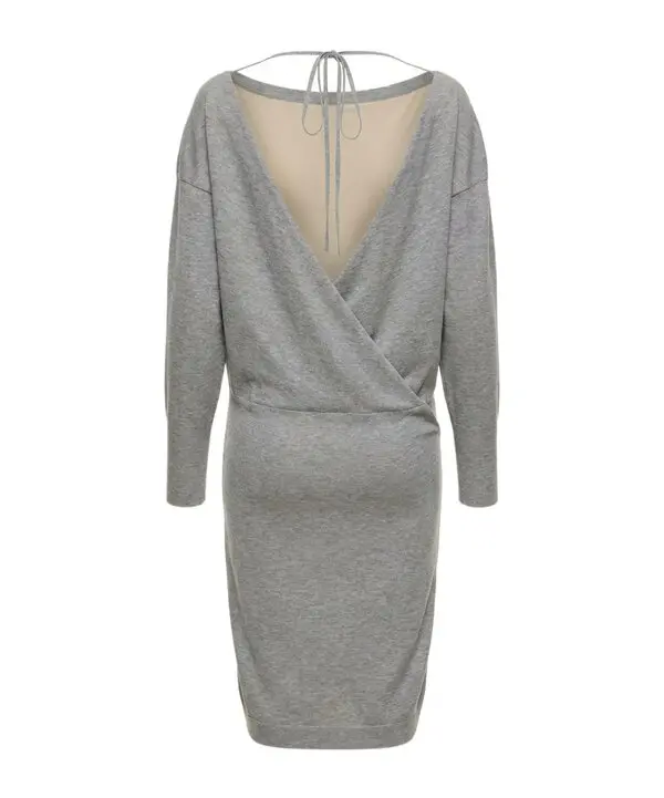 Gucci Wrap Stretch Midi Dress With Belt