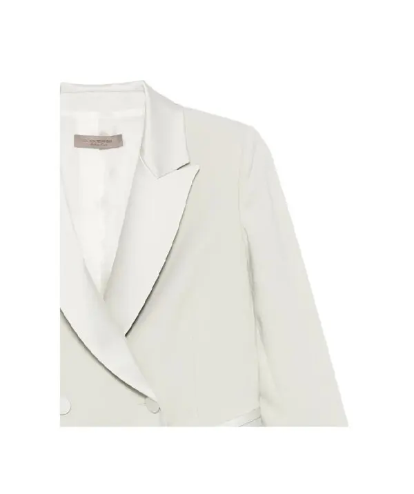 D.exterior Double-breasted Blazer Jacket - White