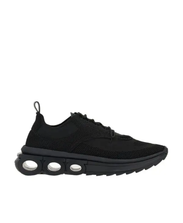 FERRAGAMO Gancini Plaque Lace-up Sneakers - Black