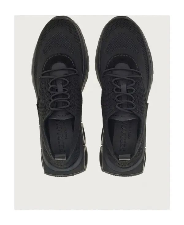 FERRAGAMO Gancini Plaque Lace-up Sneakers - Black