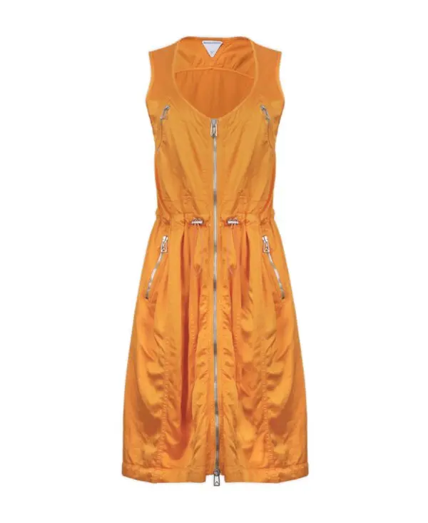 Bottega Veneta Sleeveless Zip Up Dress - Orange