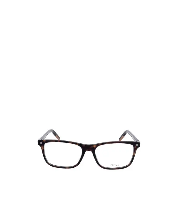 Zegna Rectangle Frame Eyeglasses - Deep Havana
