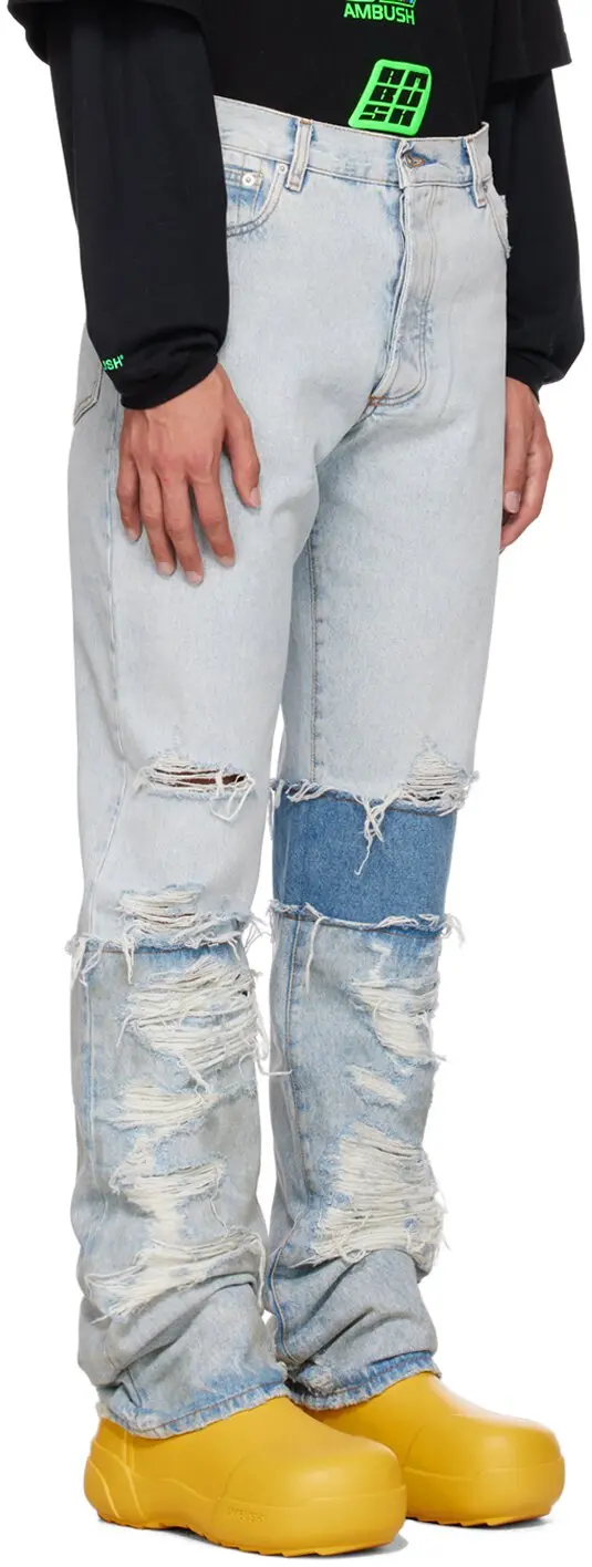 Heron Preston Distressed-effect Straight-leg Jeans - White