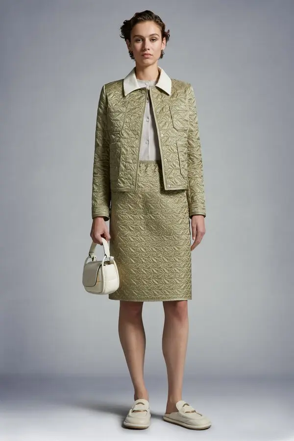 Moncler Quilted Midi Skirt - Nude