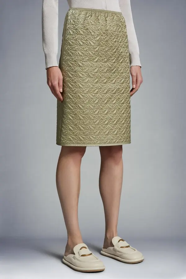 Moncler Quilted Midi Skirt - Nude