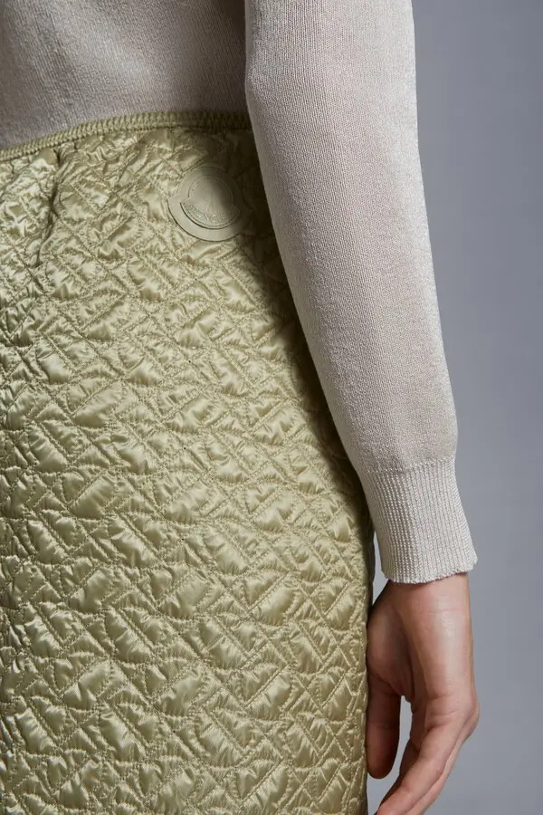 Moncler Quilted Midi Skirt - Nude