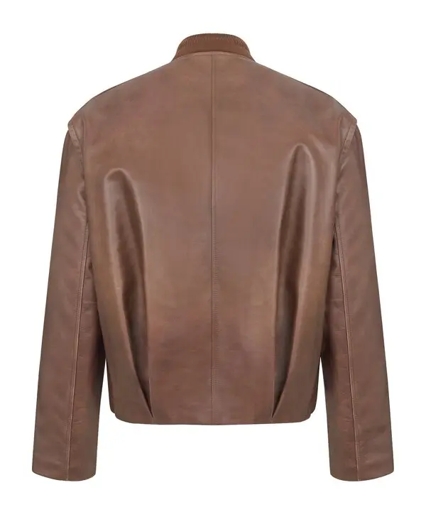 Dior Leather Bomber Jacket - Brown