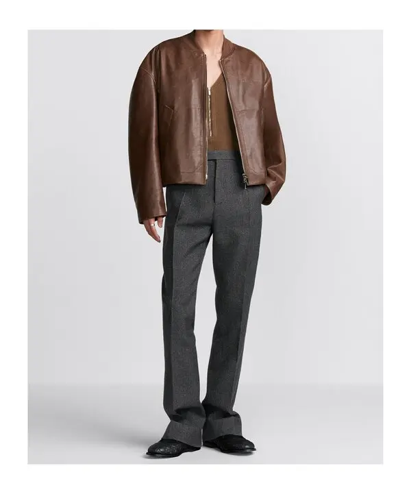 Dior Leather Bomber Jacket - Brown