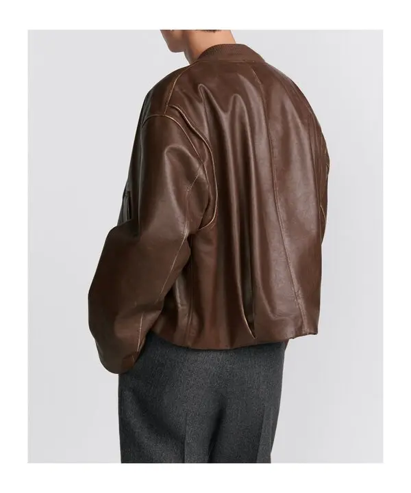 Dior Leather Bomber Jacket - Brown