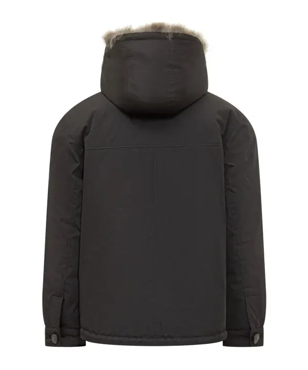 YVES SALOMON Hooded Jacket With Faux Fur Trim