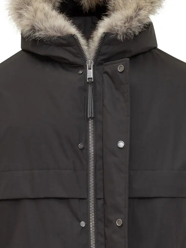 YVES SALOMON Hooded Jacket With Faux Fur Trim