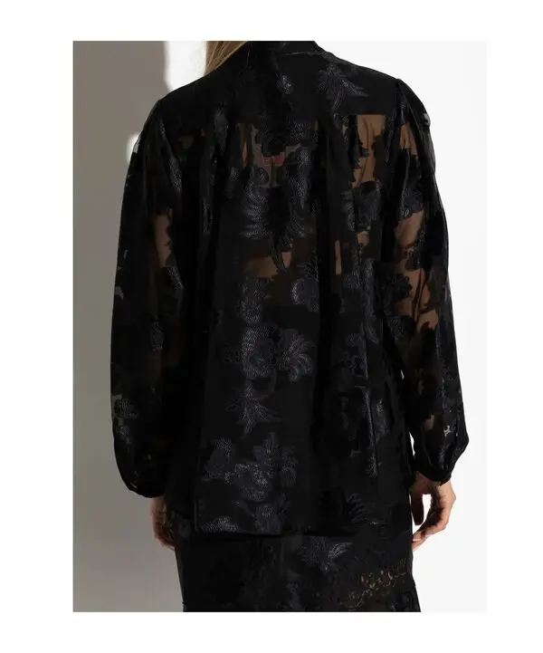 Etro Semi-sheer Chiffon Shirt With Floral Decals