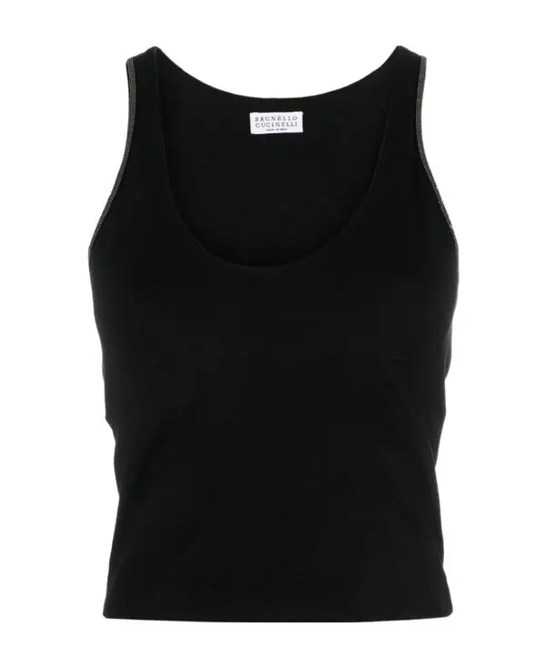Brunello Cucinelli Embellished Scoop-neck Vest Top - Black