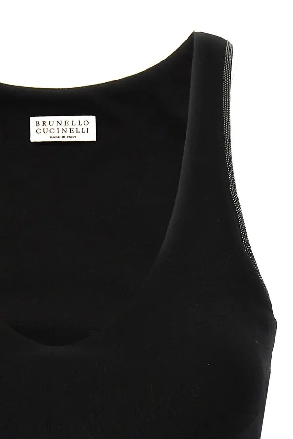 Brunello Cucinelli Embellished Scoop-neck Vest Top