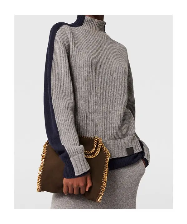 Stella McCartney Contrast Panelled Turtleneck Jumper - Gray