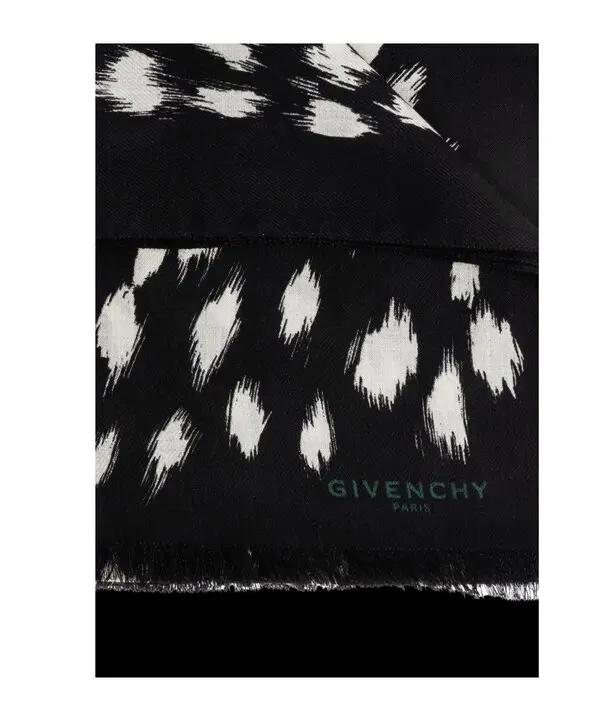 Givenchy Polka Dot Printed Frayed Edge Scarf