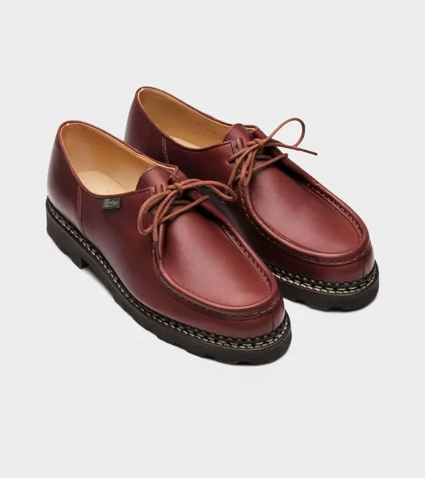 Paraboot Round Toe Business Shoes With Logo Detail - Red