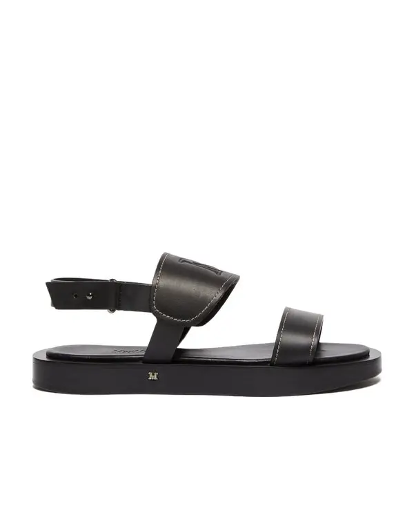 Max Mara Debossed Logo Leather Sandals