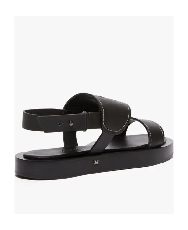 Max Mara Debossed Logo Leather Sandals