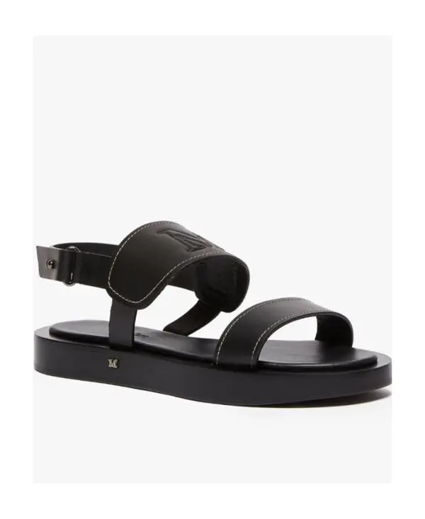 Max Mara Debossed Logo Leather Sandals