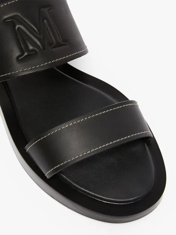 Max Mara Debossed Logo Leather Sandals